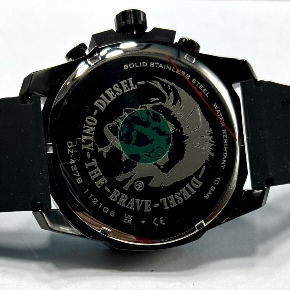 Diesel Men's Chronograph Mega Chief Black Silicone St… - Gem